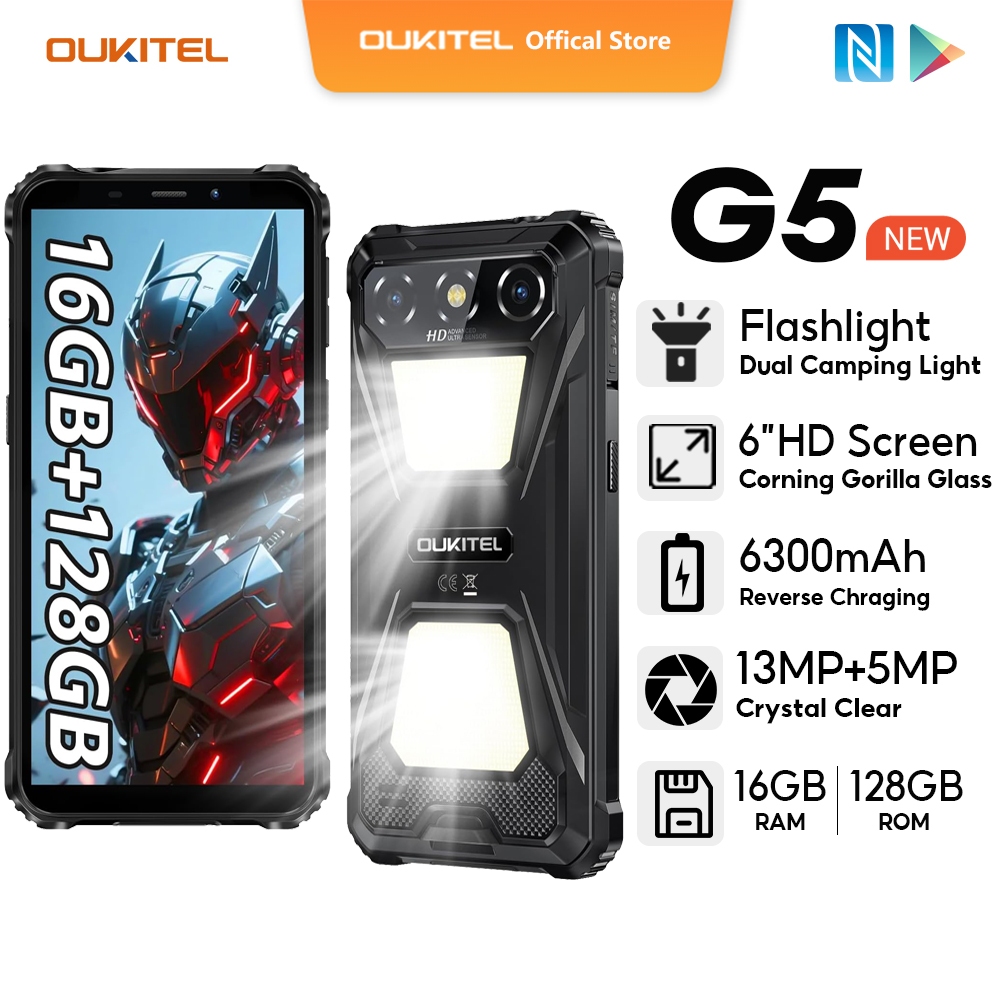 OUKITEL G5 16GB+128GB Handphone Dual Camping Lights 6inch HD Screen ...