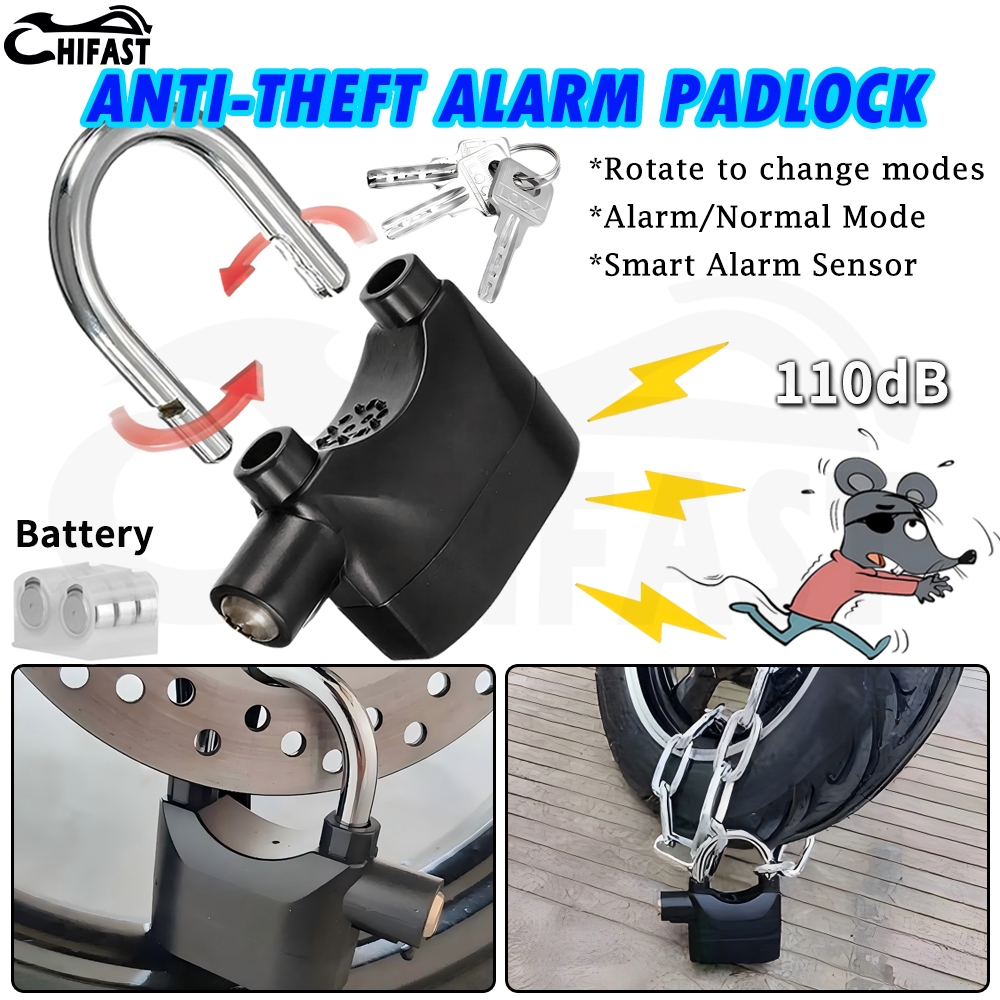 HIFAST 110dB Universal Anti-Theft Alarm Padlock - Security Alarm ...
