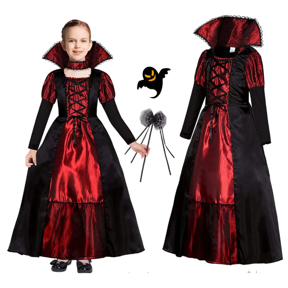 Vampire Cosplay Costume with Necklace Witch costume for Kids girl Queen ...