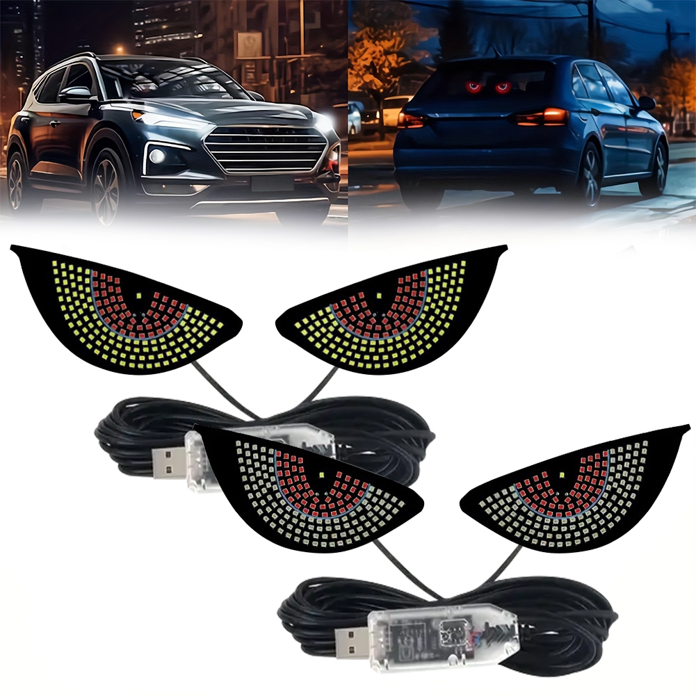 2PCS 12V LED Flexible Animated Blinking Demon Eyes Front Rear Light for ...