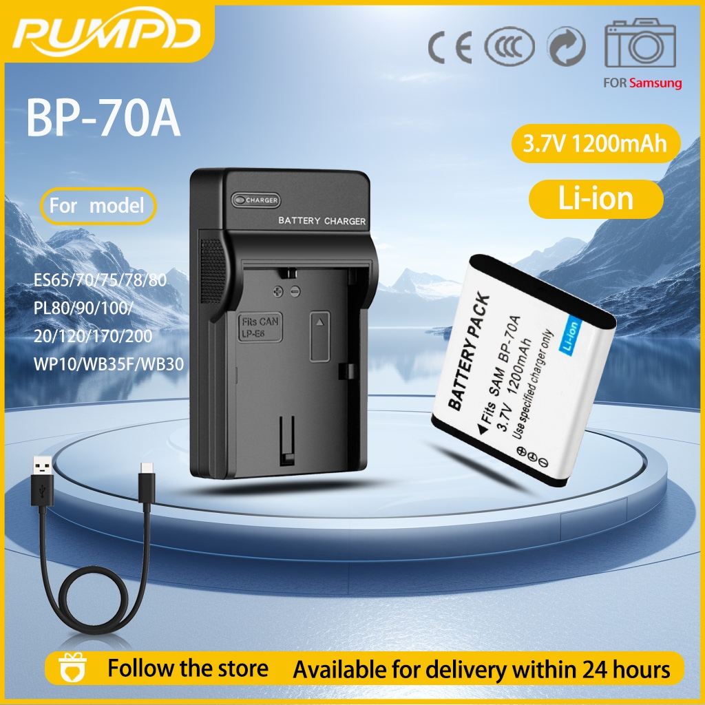 PUMPD BP-70A camera battery compatible with Samsung ES65 ES70 ST60 PL120 MV800 5X battery ...