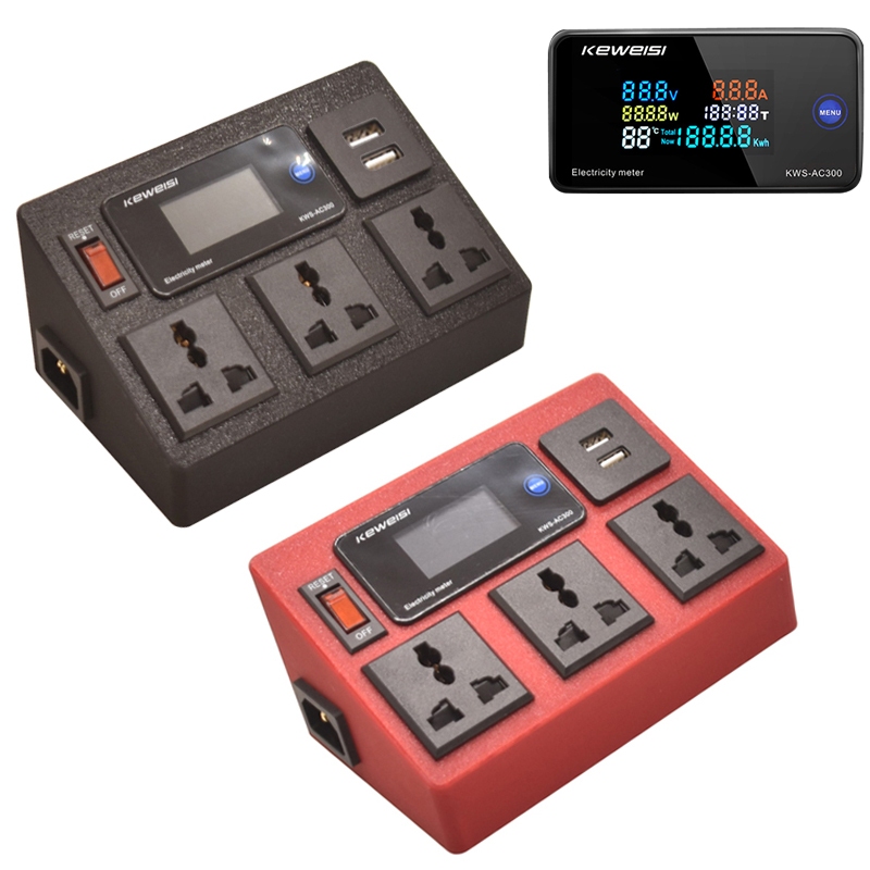 Desktop Power Socket with2USB Port digital display Voltmeter Ammeter ...