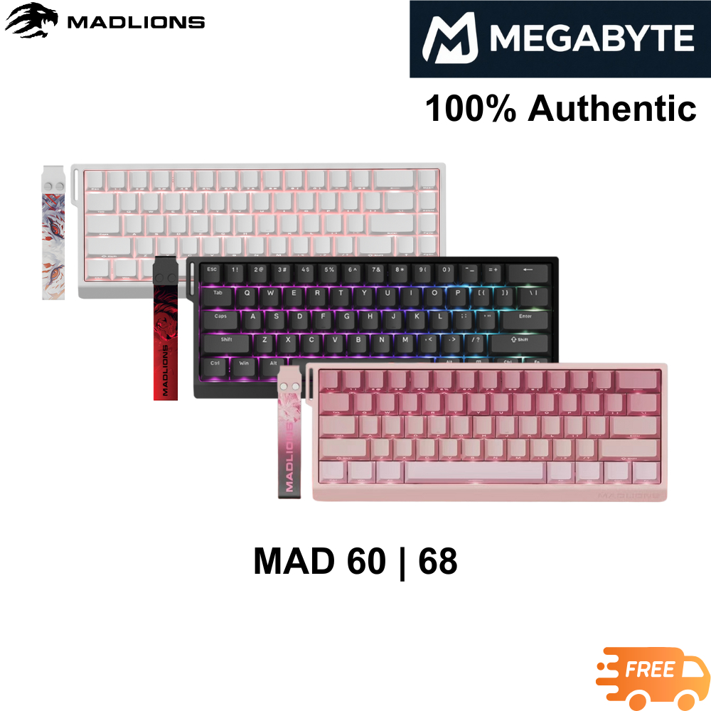 MADLIONS MAD60/MAD68 HE White Magnetic Switch Mechanical Keyboard ...