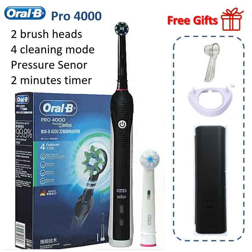 Oral b Pro 4000 3D Ultrasonic Electric Toothbrush 4 Cleaning Modes | Shopee Philippines
