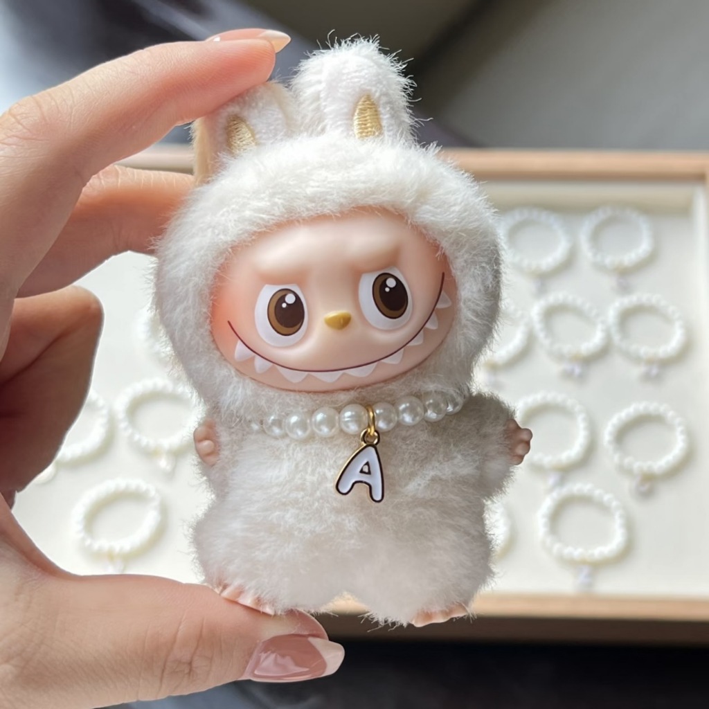Mini Labubu 4.0 blind box mini Labubu pendant 26 letters pearl necklace ...
