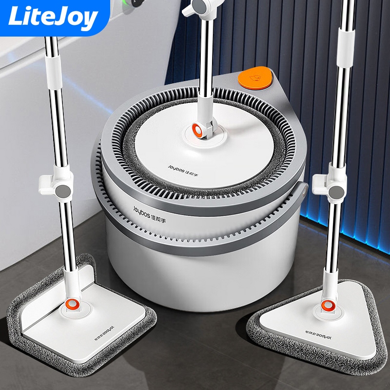 LiteJoy M19Plus Self-Washing Spin Mop with Turbo Bucket - 3 Replaceable ...