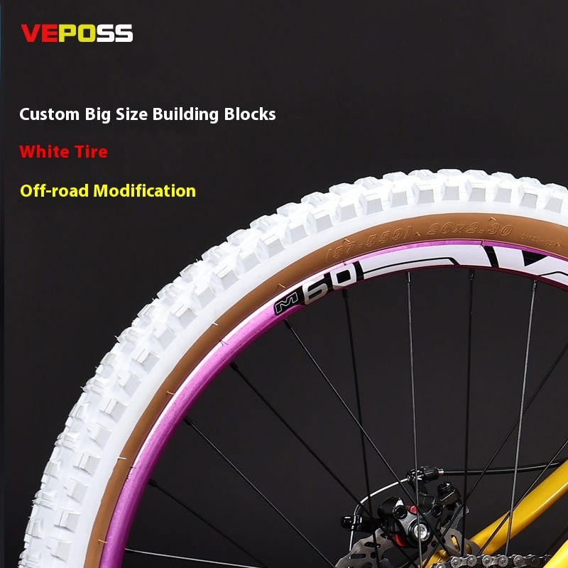VEPOSS white skin edge mountain bike outer tire widened personalized ...