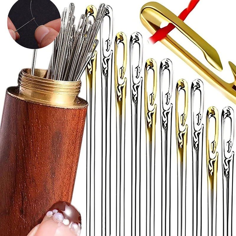 Side Hole Blind Sewing Needles / Stainless Steel Elderly Self Threading ...