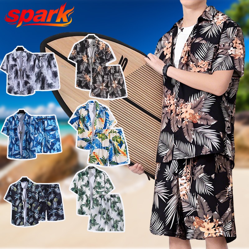 Beach outfit for men terno floral Shirt Middle Pants beach Couple set ...