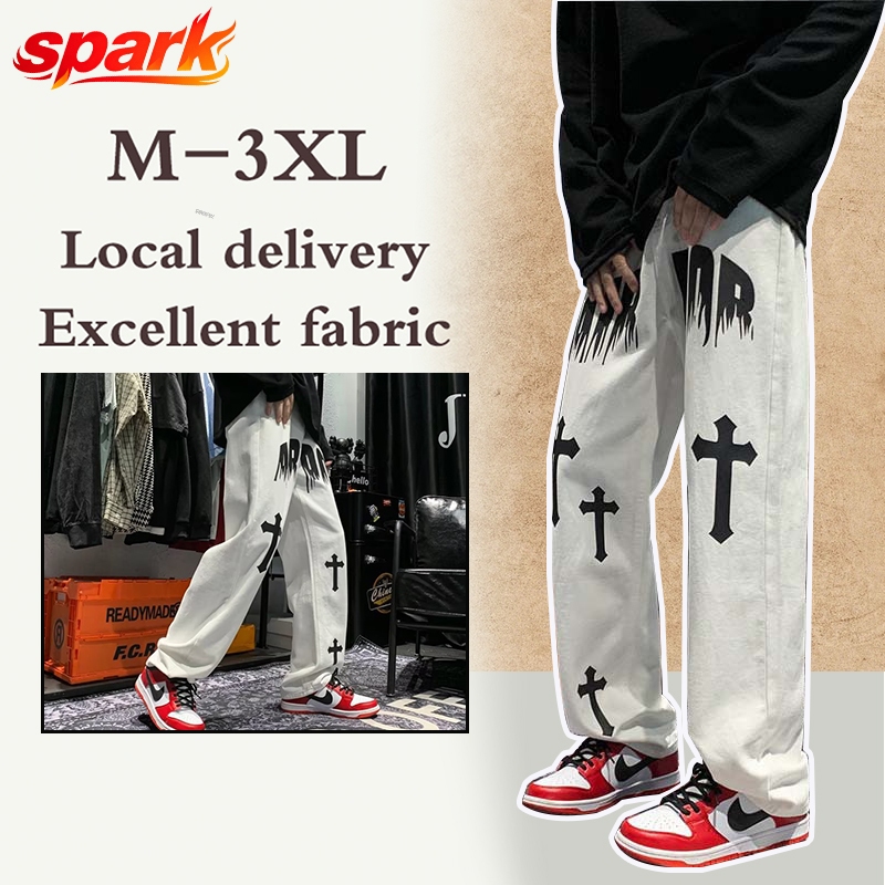 American street cross pants for men High casual sports loose hip-hop ...