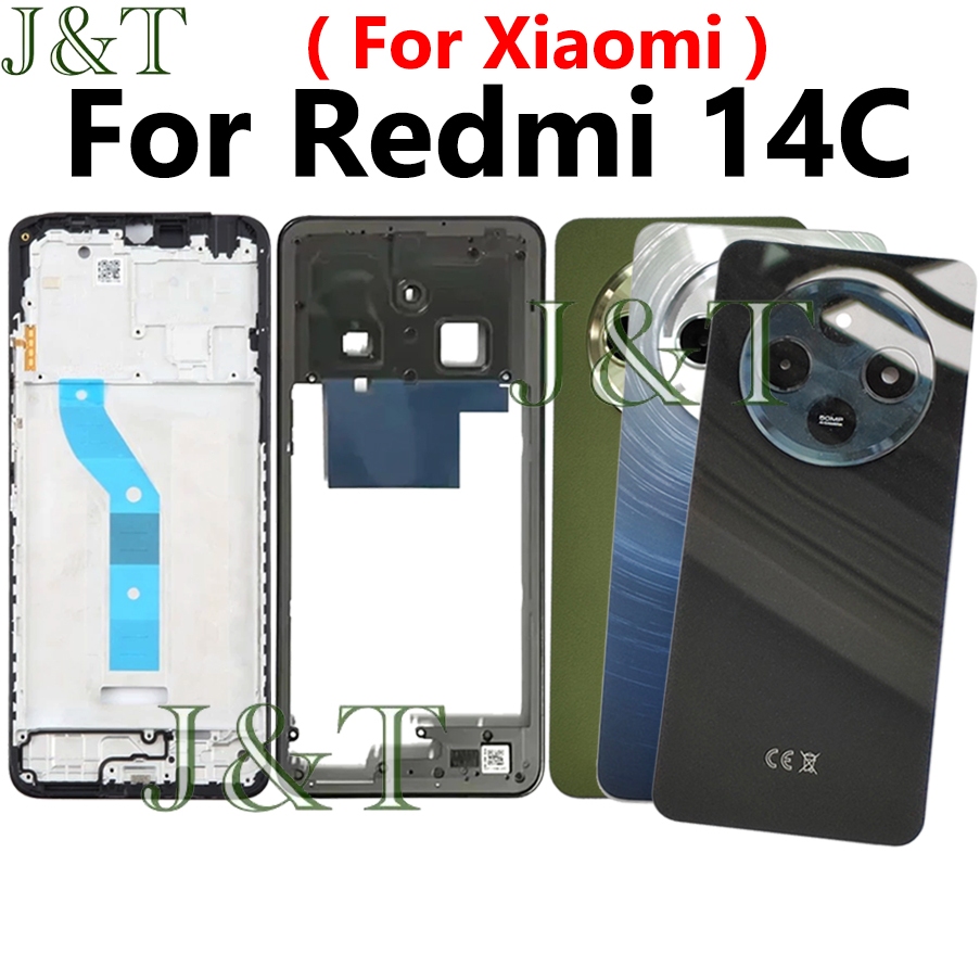 For XIAOMI Redmi 14C Battery Back Cover +Middle Frame Buttons Camera ...