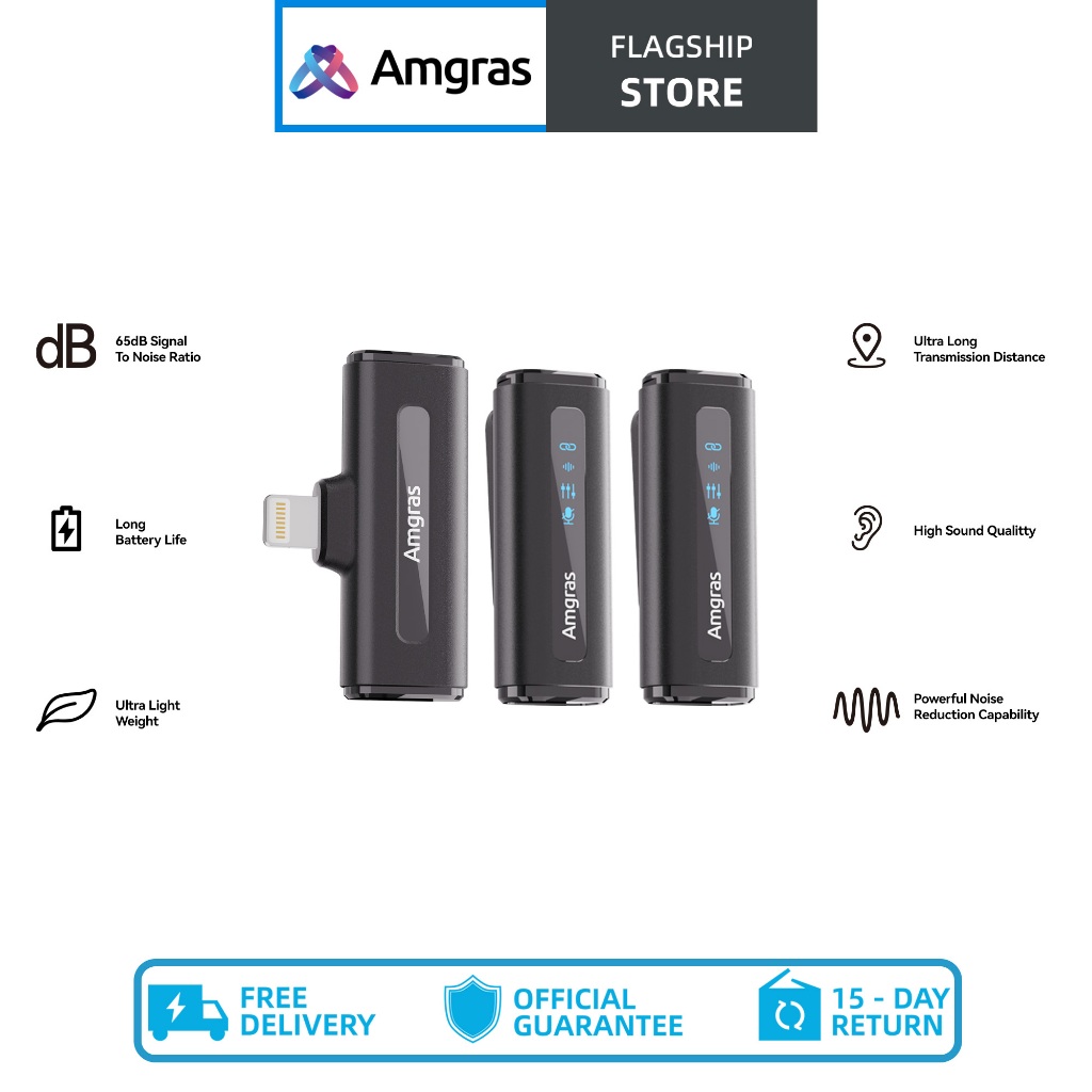 Amgras Soundmeta II Ultra Lavalier Wireless Microphone Noise Cancelling ...