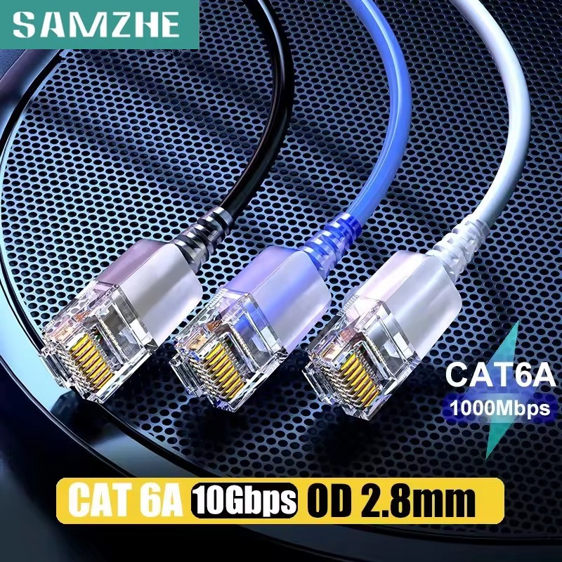 SAMZHE Slim Cat6A RJ45 Ethernet Cable High Speed 10Gbps 31AWG Network ...