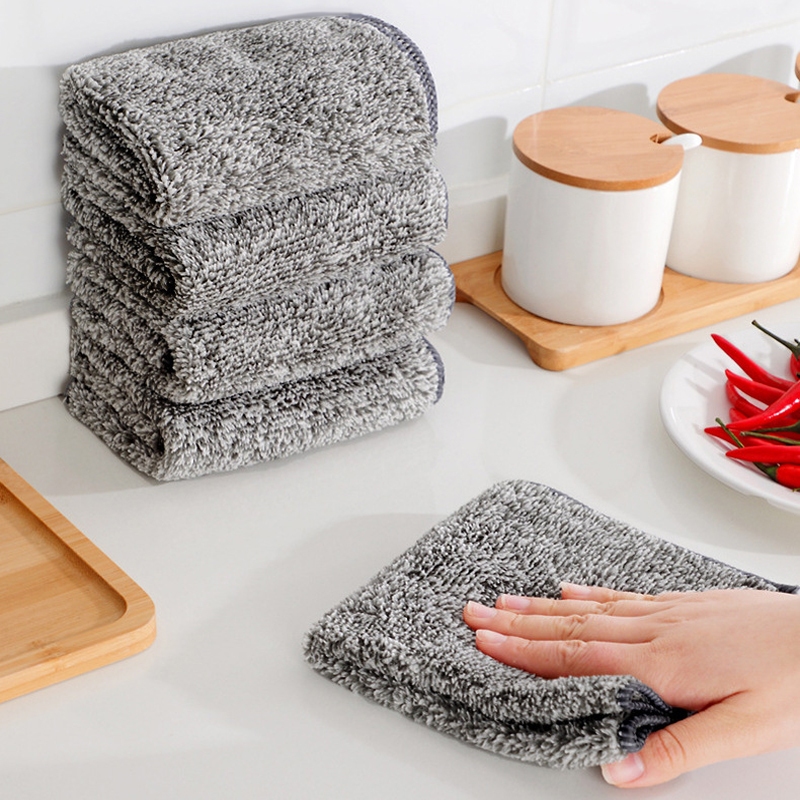 CKFR 5Pcs Bamboo Charcoal Thickened Doublesided Towel Absorbent ...