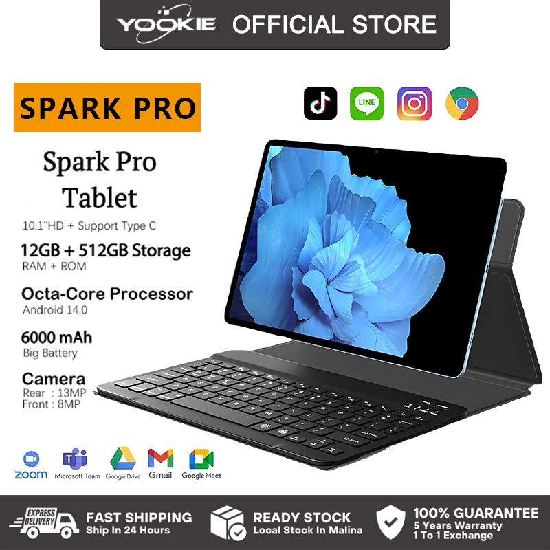 Original Spark Pro Tablet Android Tablet 12+512GB 6000mAh 10.1-inch ...
