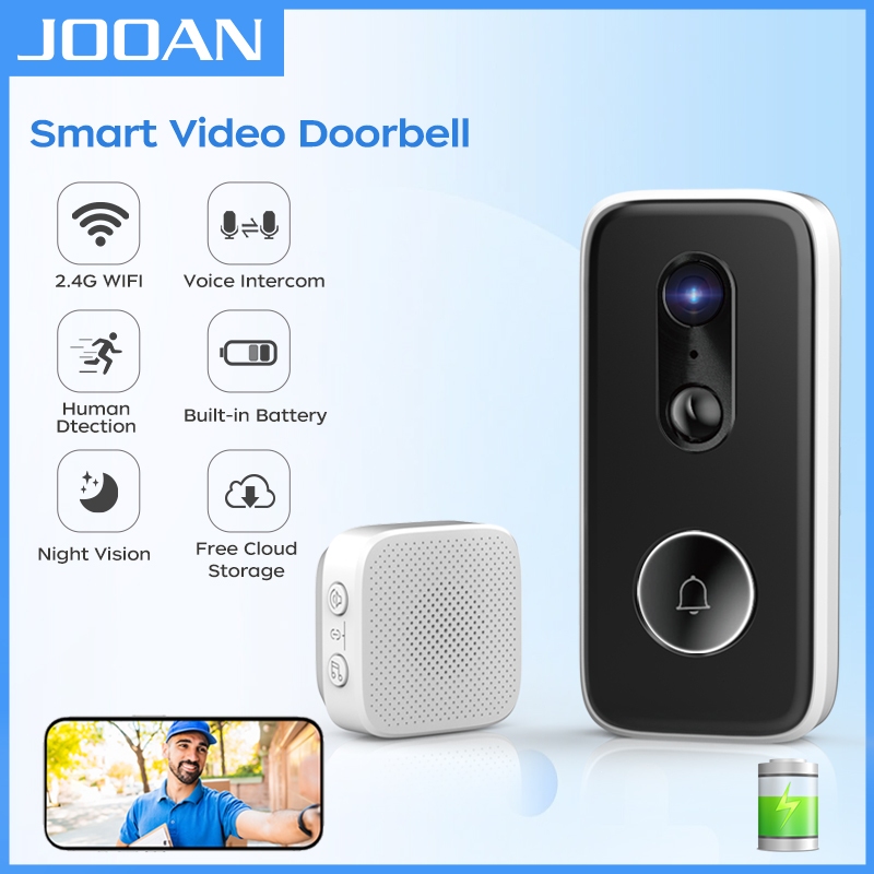 Jooan 2K Wireless Doorbell Smart Home Door Bell Waterproof WiFi Video Doorbell Camera Face ...