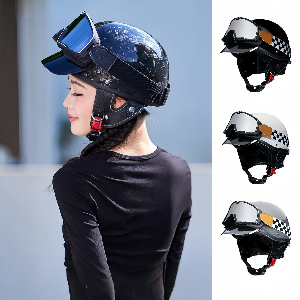 Motorcycle Helmet Retro Helmet Japanese Style Influencer Half Helmet ...
