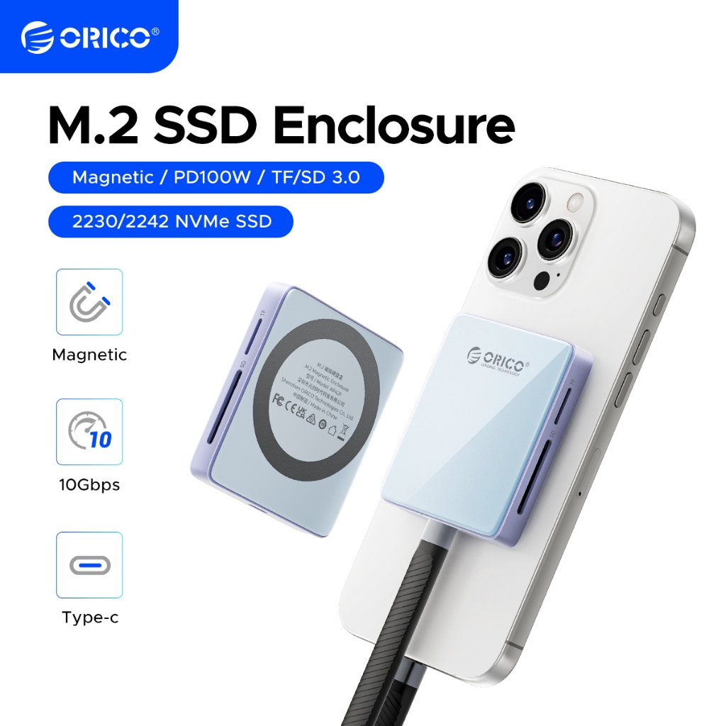 ORICO M.2 NVMe SSD Enclosure 2230/2242 Magnetic Enclosure 4K ProRes PD ...