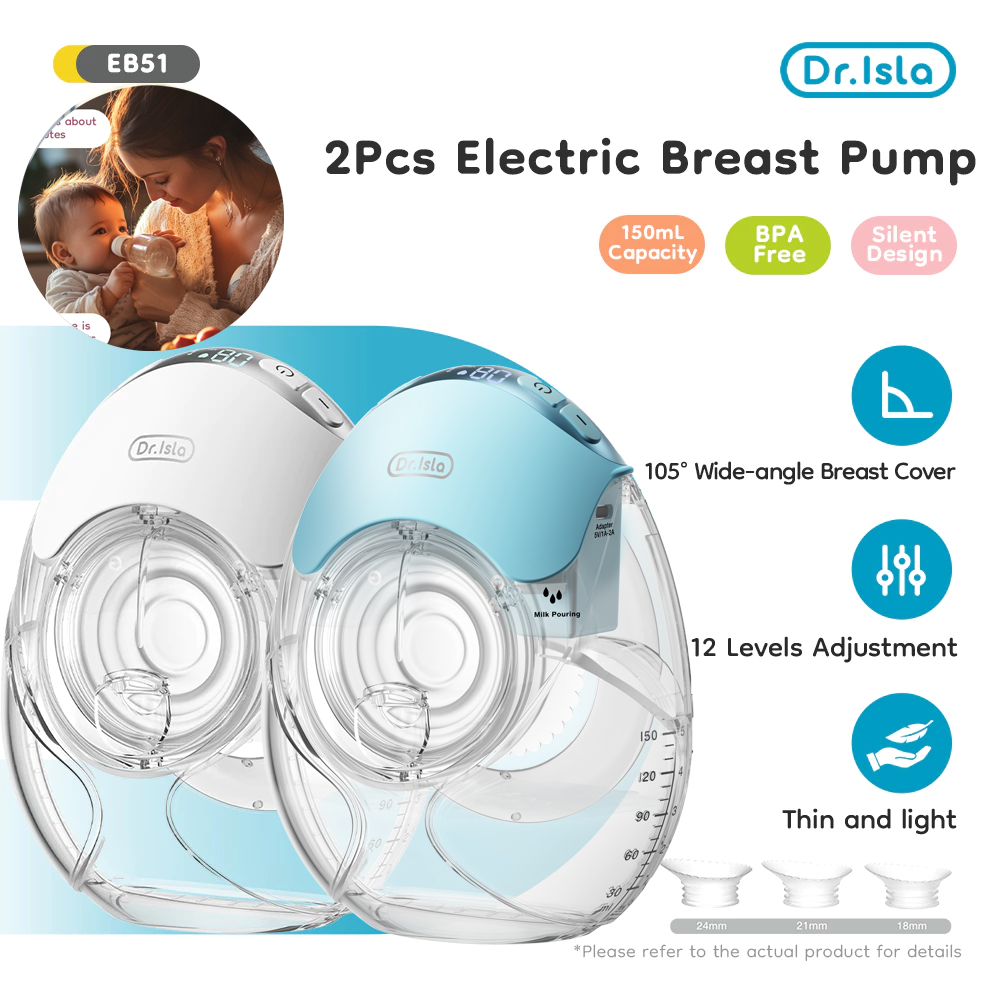 Dr.isla 2pcs Wearable Breast Pump Electric Tritan Material BPA free 18 ...