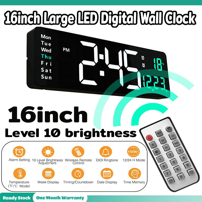 【COD】UPGRADED 16” Large Time Digit Led Digital Alarm Clock Wall Hang ...