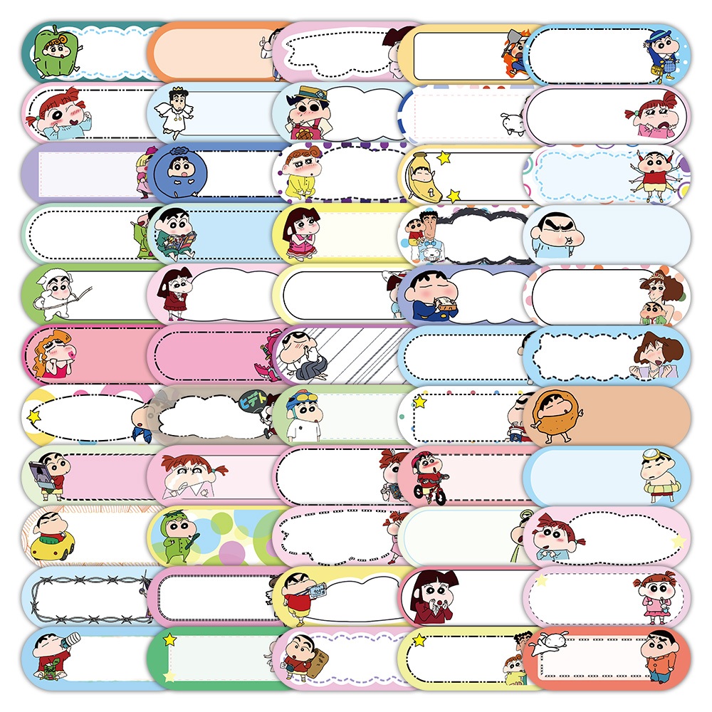 60PCS Cute Crayon Shin-chan Name Stickers For Kids Cartoon Waterproof ...