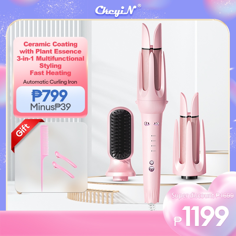 CkeyiN 3 In 1 Automatic Hair Curler Hair Straightening Comb Ceramic ...