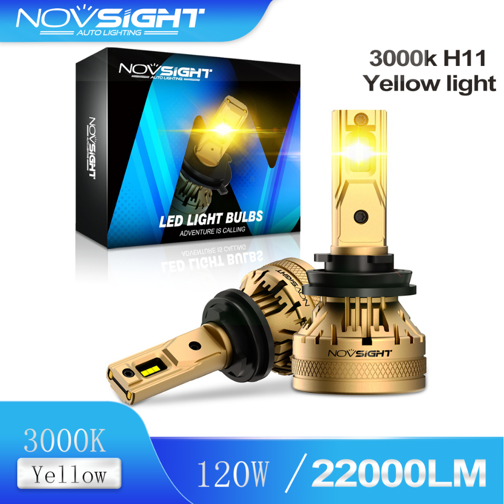 Novsight N37Y 3000K yellow light Car H11 LED fog Light Bulb Mini Built ...