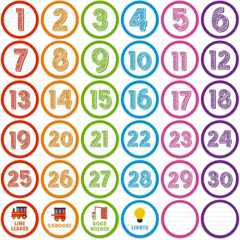 36PCS Colorful Number Spot Markers Stickers Line up Spots for Classroom ...