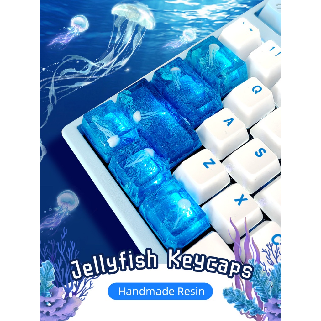 Jellyfish Keycap Blue OEM Square Cap Heightening Mechanical Keyboard ...