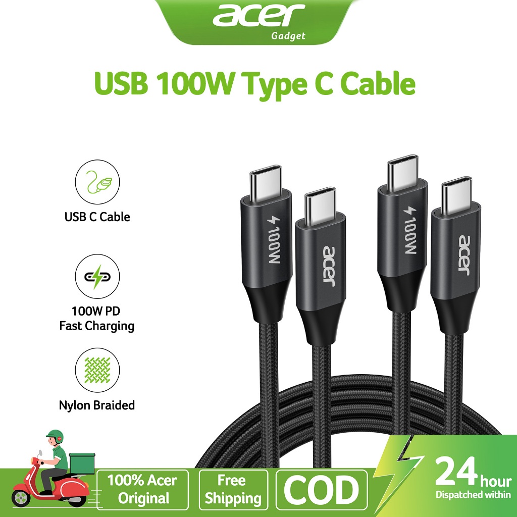 acer USB C Cable, 100W USB C Cable , C to C Fast Charging Nylon Braided ...