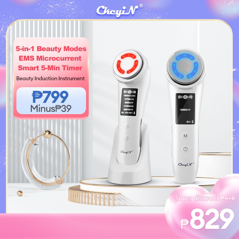CkeyiN 5 in 1 EMS Facial Massager LED Photon Rejuvenation Hot Compress ...