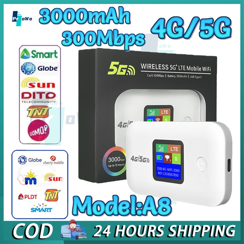 A8 4G/5G LTE Router Wireless WiFi Portable Modem 3000mAh Mini Outdoor ...