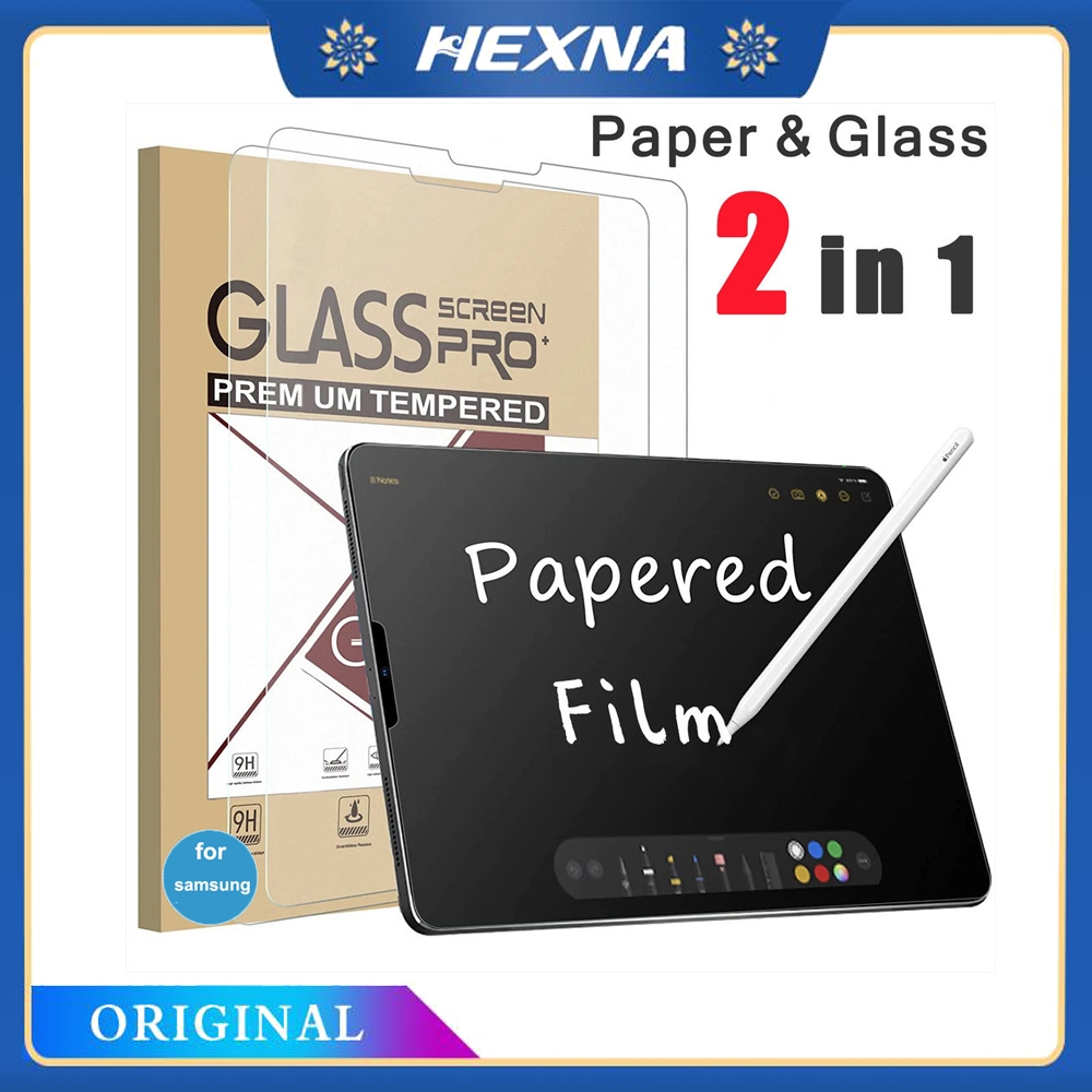 2 in 1 Paper Like Tempered Glass Screen Protector For Samsung Galaxy ...