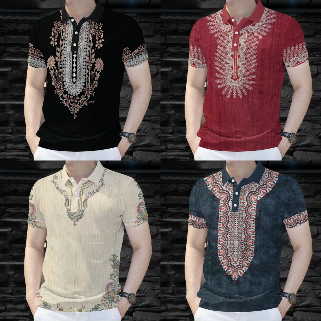 2025 Summer ASEAN Men's Bohemian Retro Ethnic Polo Men's Formal Casual ...