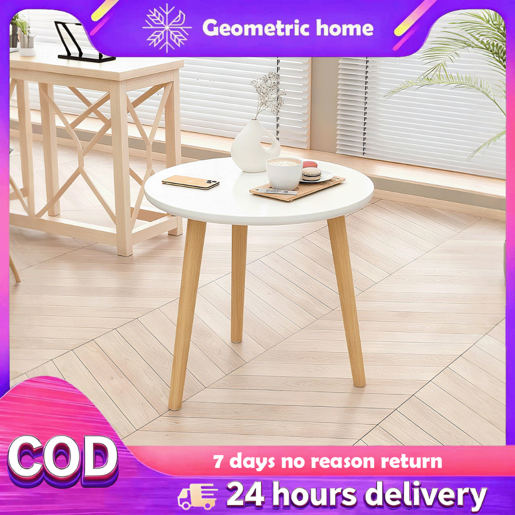Geometric Home Nordic Small Round Table Wooden Solid Wood Tea Table ...