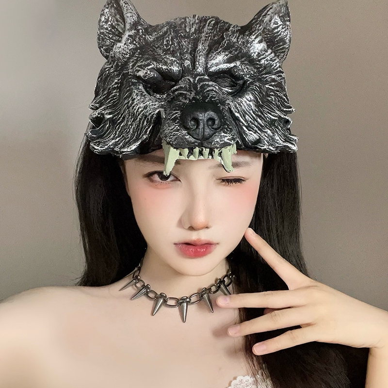 Halloween Mask Werewolf Half Face Tiger Yasha Tengu Werewolf Bone Mask ...
