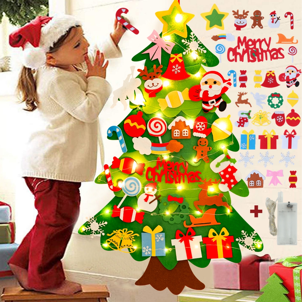 【Sending Lights】DIY Felt Christmas Tree Decorations Wall Christmas Tree ...