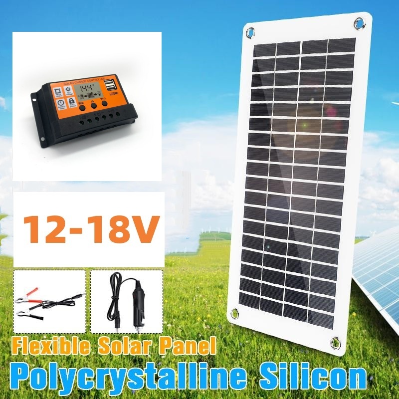 12V 100W Flexible Polycrystalline Solar Panel Board Kit Waterproof with ...