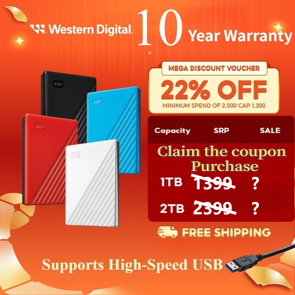 [Fast Ship] Western Digital 1TB 2TB External Hard Drive USB 2.5-inch ...