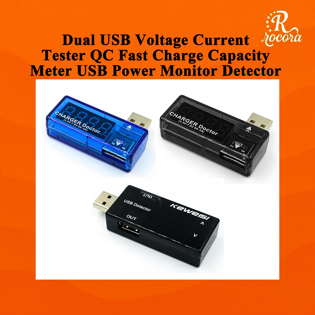 Dual USB Voltage Current Tester QC Fast Charge Capacity Meter USB Power ...
