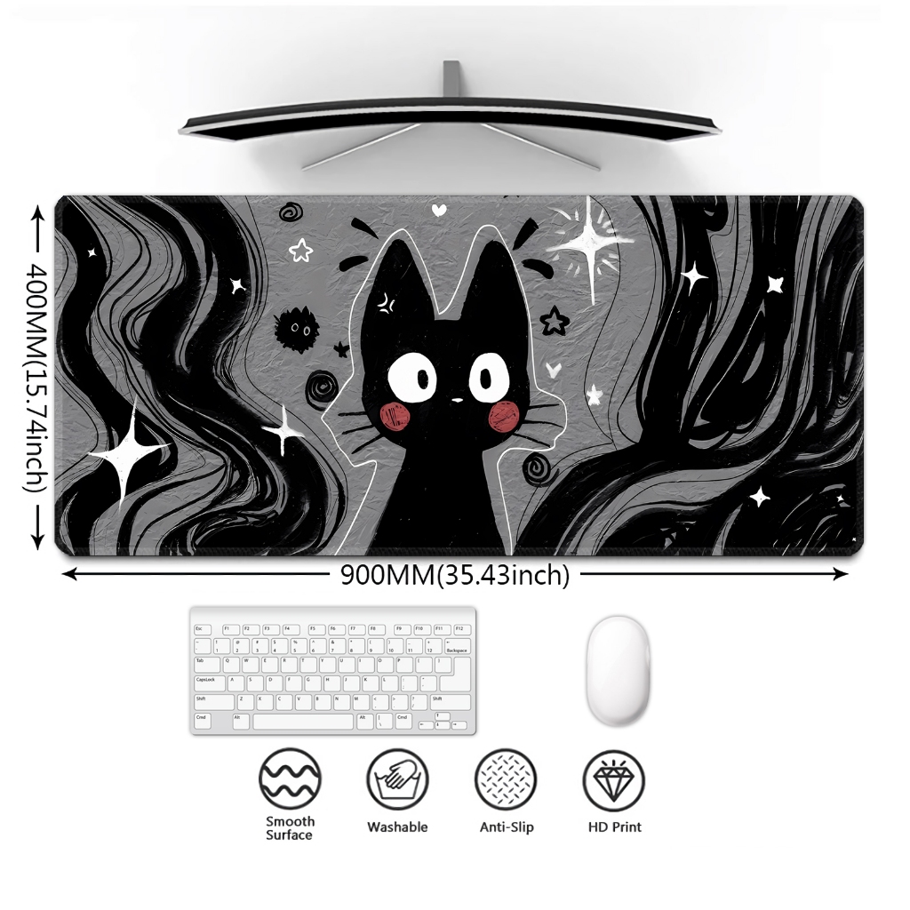 Mouse Pad Gaming Cute Little Black Cat Mousepad Large Customize ...