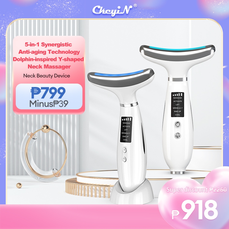 CkeyiN Neck Face Massager Vibration LED Photon Therapy with Cold ...