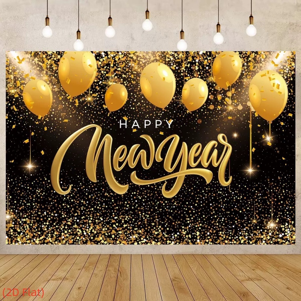 VIP Gold New Year Backdrop 2026 Sparkle Clock Firework Design Large 1 ...