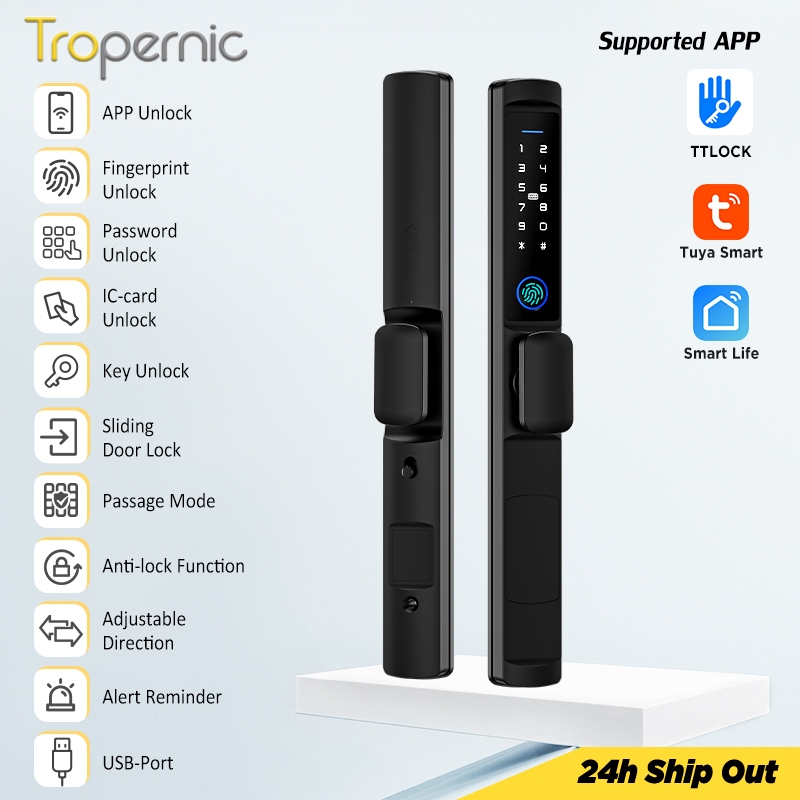 【24h Ship Out】Tuya/TTLOCK Sliding Door Lock Waterproof Smart Door Lock ...