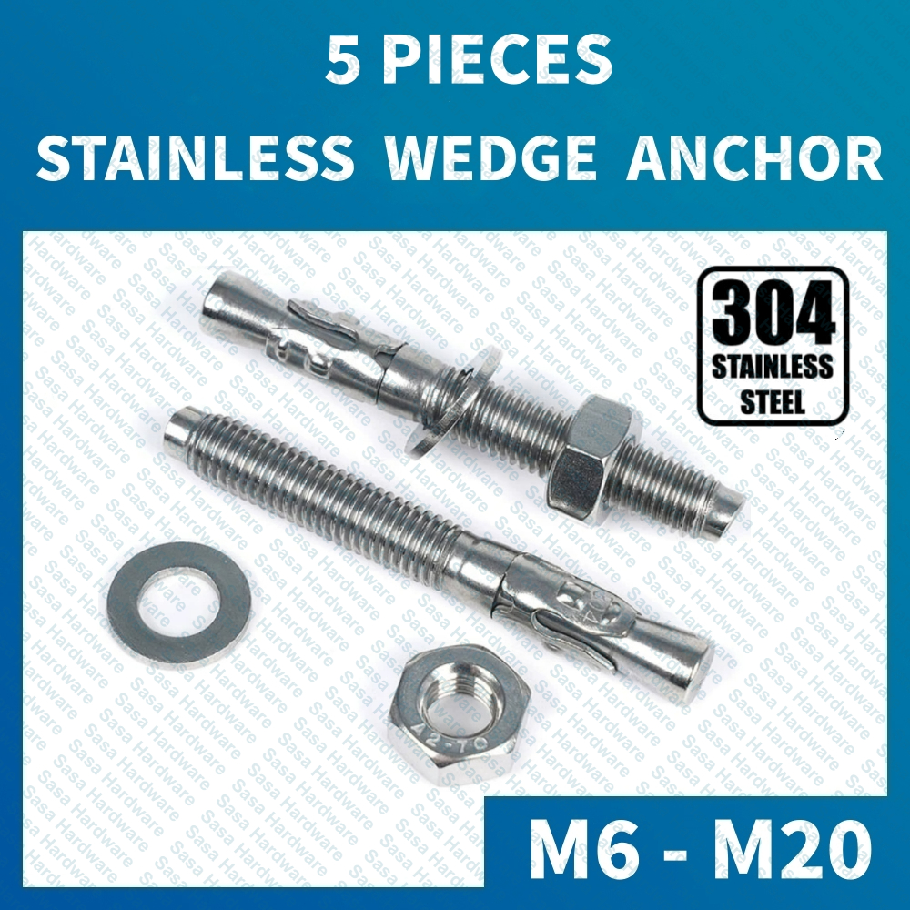 5pcs Stainless Wedge Anchor / SS Through Bolt | Shopee Philippines