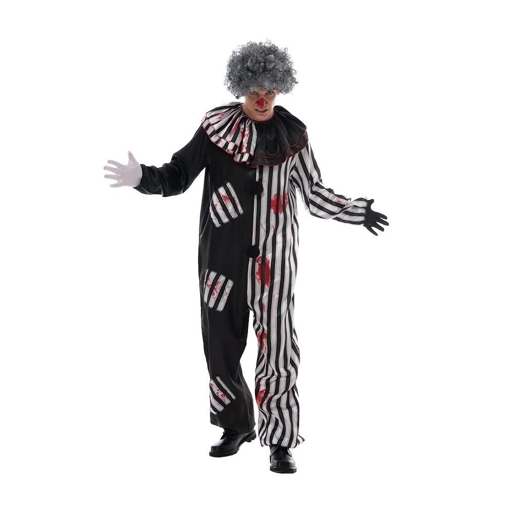 COD Adult Bleeding Circus Clown Costume Halloween Men Scary Joker ...