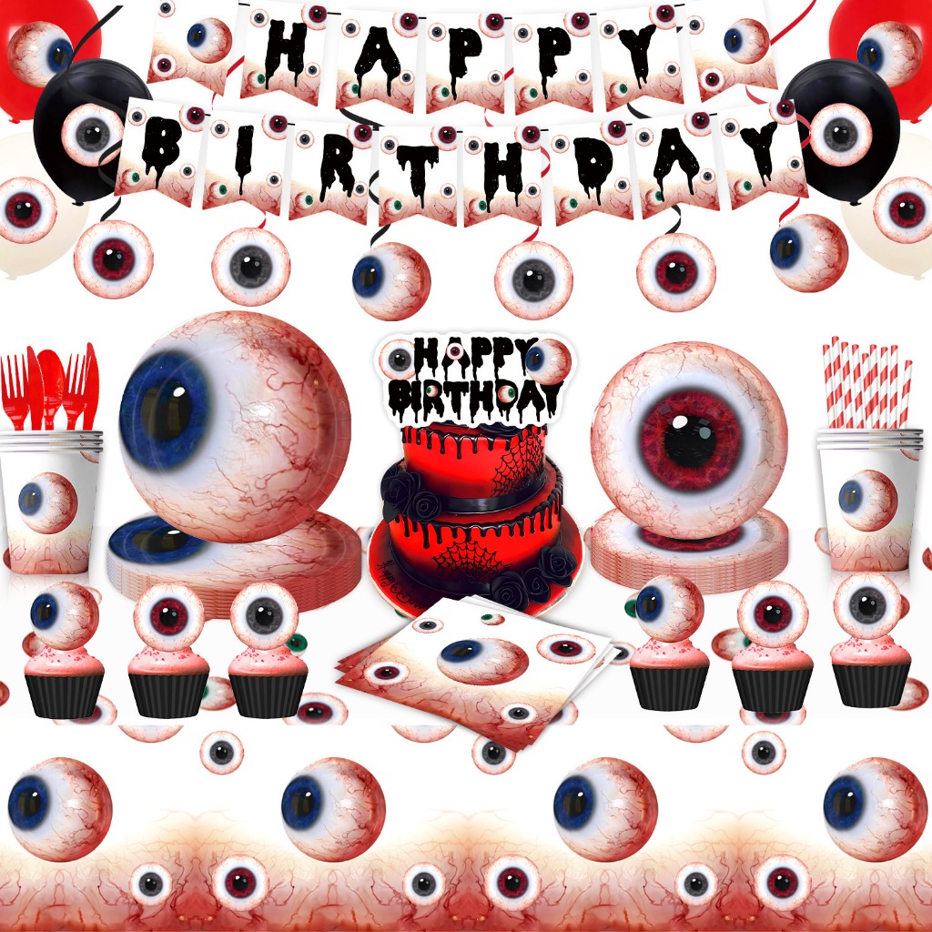 Halloween themed eyeball horror party decoration set, scary big eyeball ...