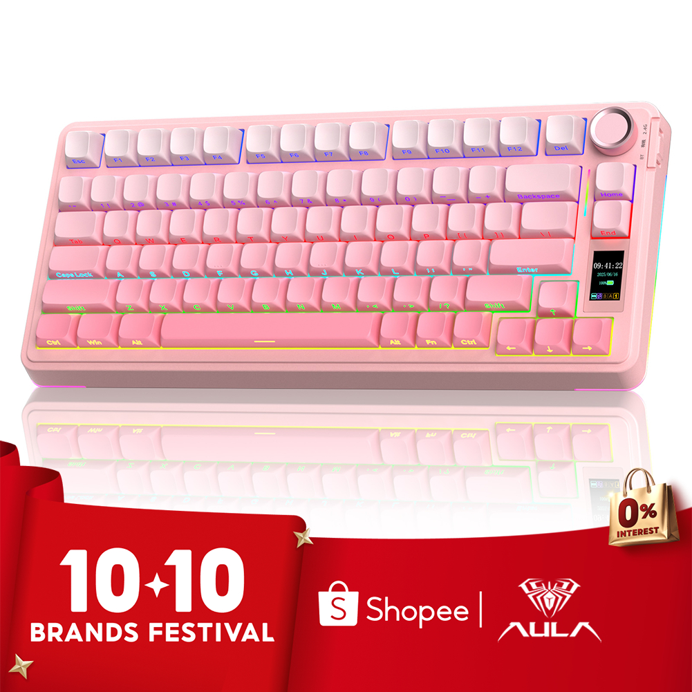 AULA S75PRO Mechanical Keyboard 80Key Bluetooth/2.4G/USB-C LCD Screen ...