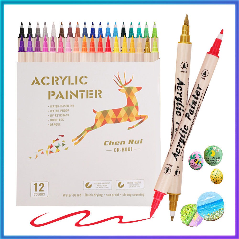 80 Colors Dual Tip Acrylic Marker Pen Set Coloring Set Highlighter Pen ...