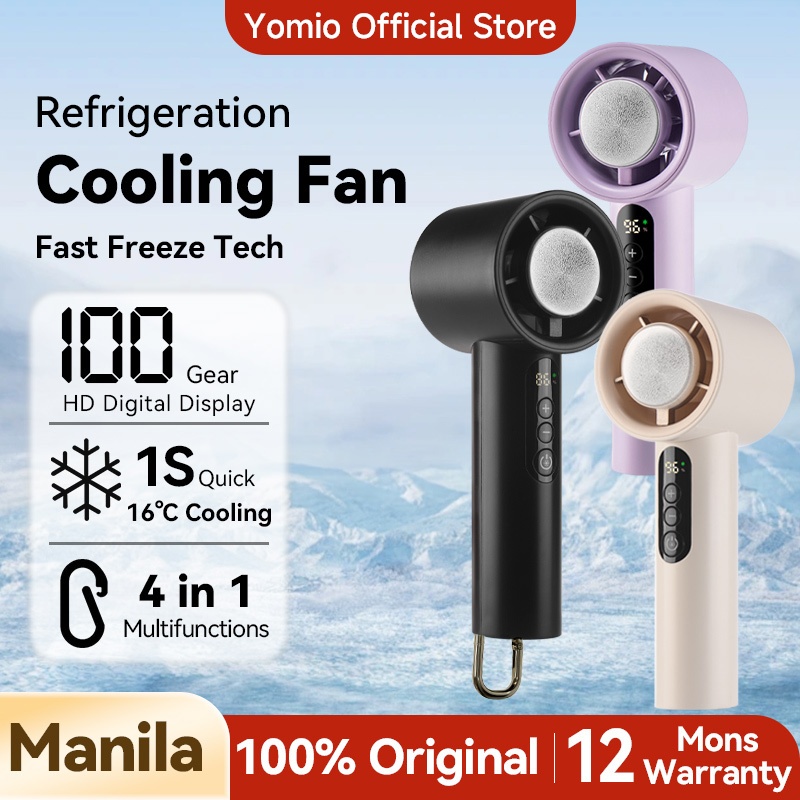 YOMIO 100 Speed ice Cooling Fan LED Display fan hook Adjustable Turbo ...